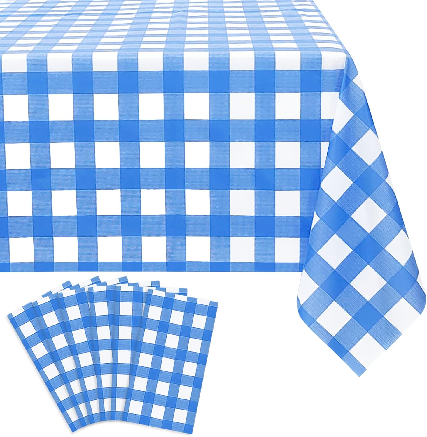 Amazon.com: LIKAJON 6 Pack Navy Blue and White Checkered Tablecloth ...