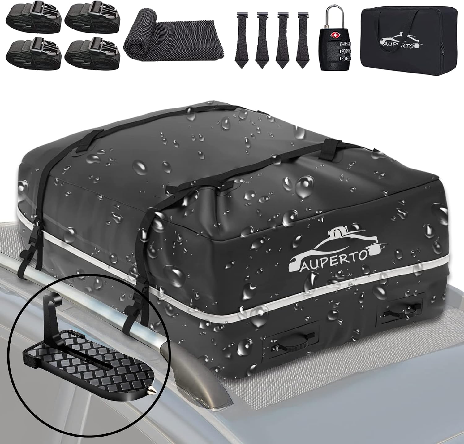 Rooftop Cargo Carrier, 15 Cubic Feet (425L) Soft-Shell Waterproof Car ...
