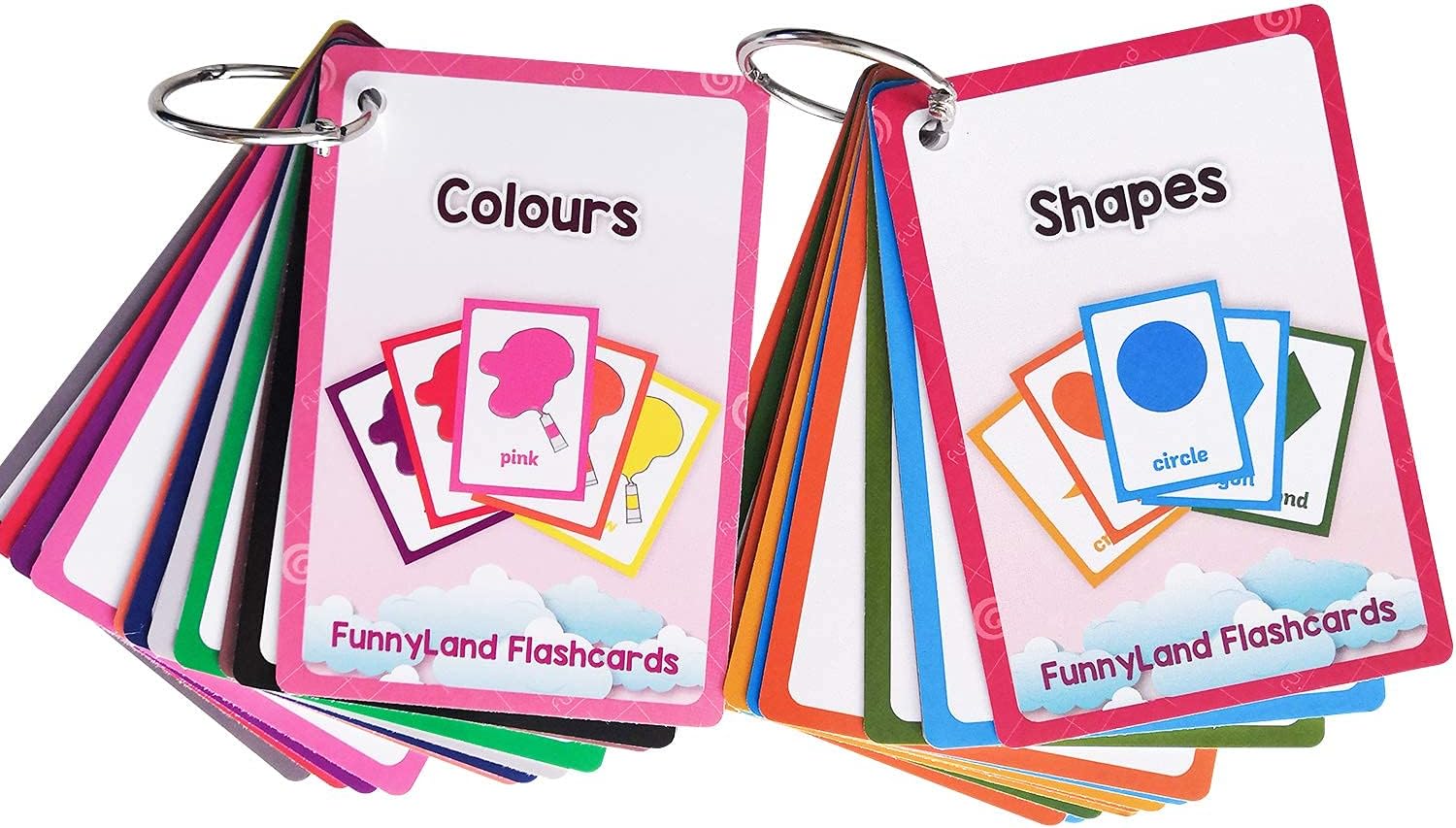 Amazon.com: Colors,Shapes 2 Sets of English Flash Cards Kids Pocket ...