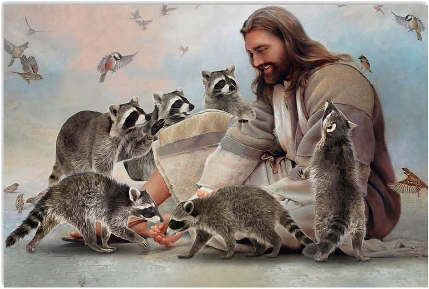 Amazon.com: God Surrounded By Raccoon Gift For Raccoon Lover Faith ...