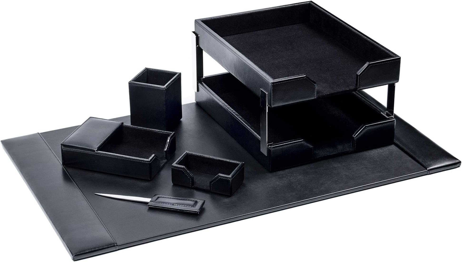 Amazon.com: Dacasso Bonded Leather Desk Set - Luxury Leather Desk Pad ...