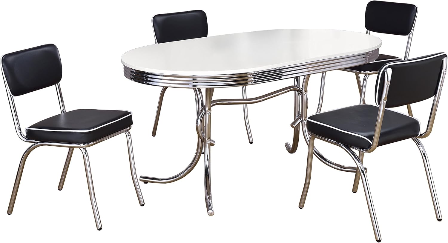 Coaster Home Furnishings Retro 1950s Soda Fountain Diner 5-Piece Dining ...