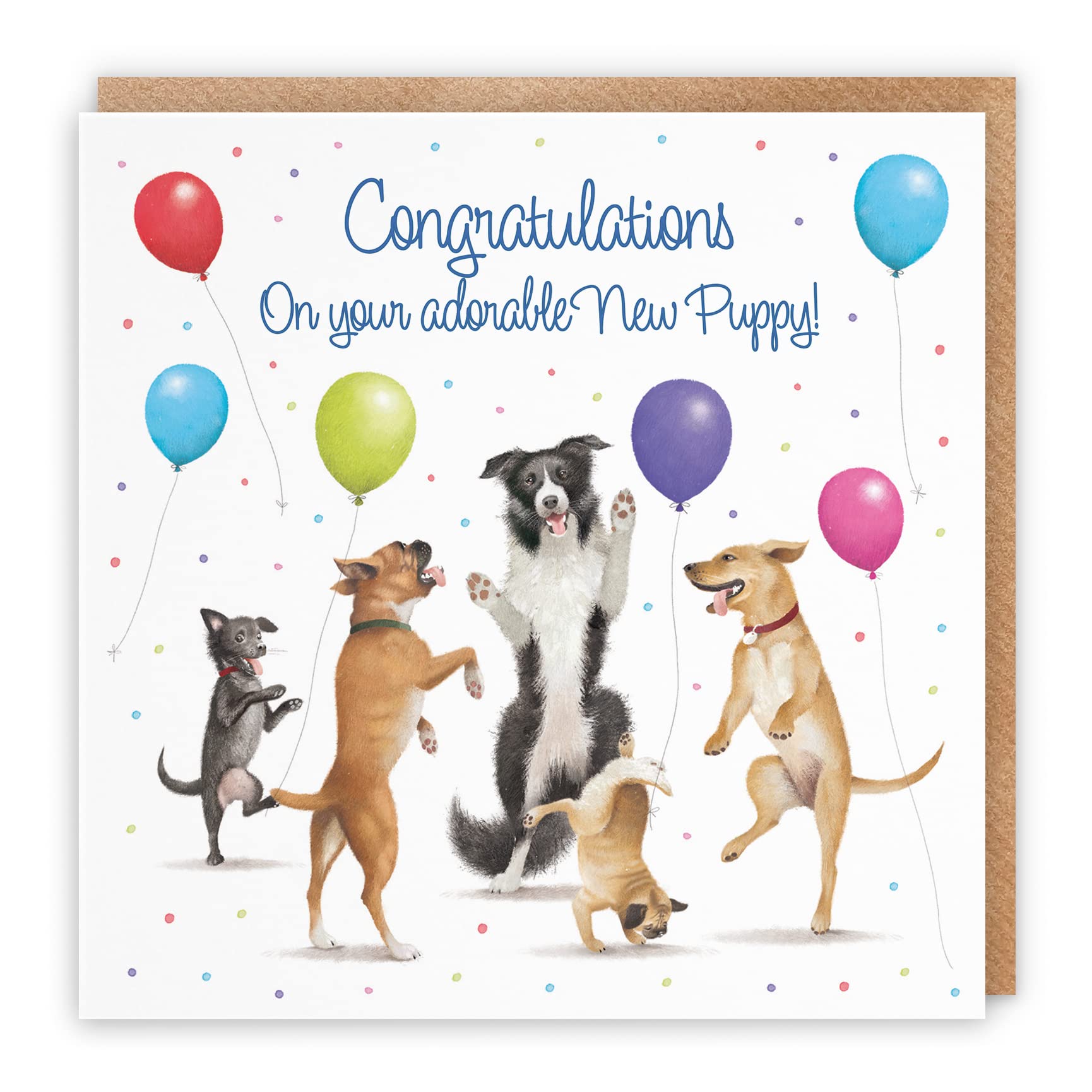 Hunts England New Puppy Congratulations Card - Dancing Dogs - Luxury ...