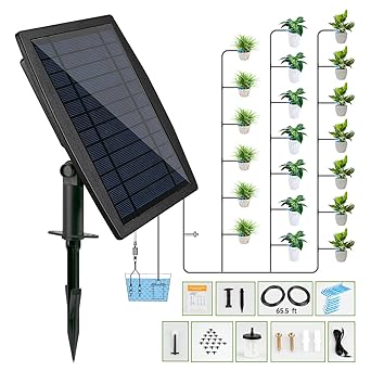 Amazon.com: Drip Irrigation Kit - Solar Automatic Plants Watering ...