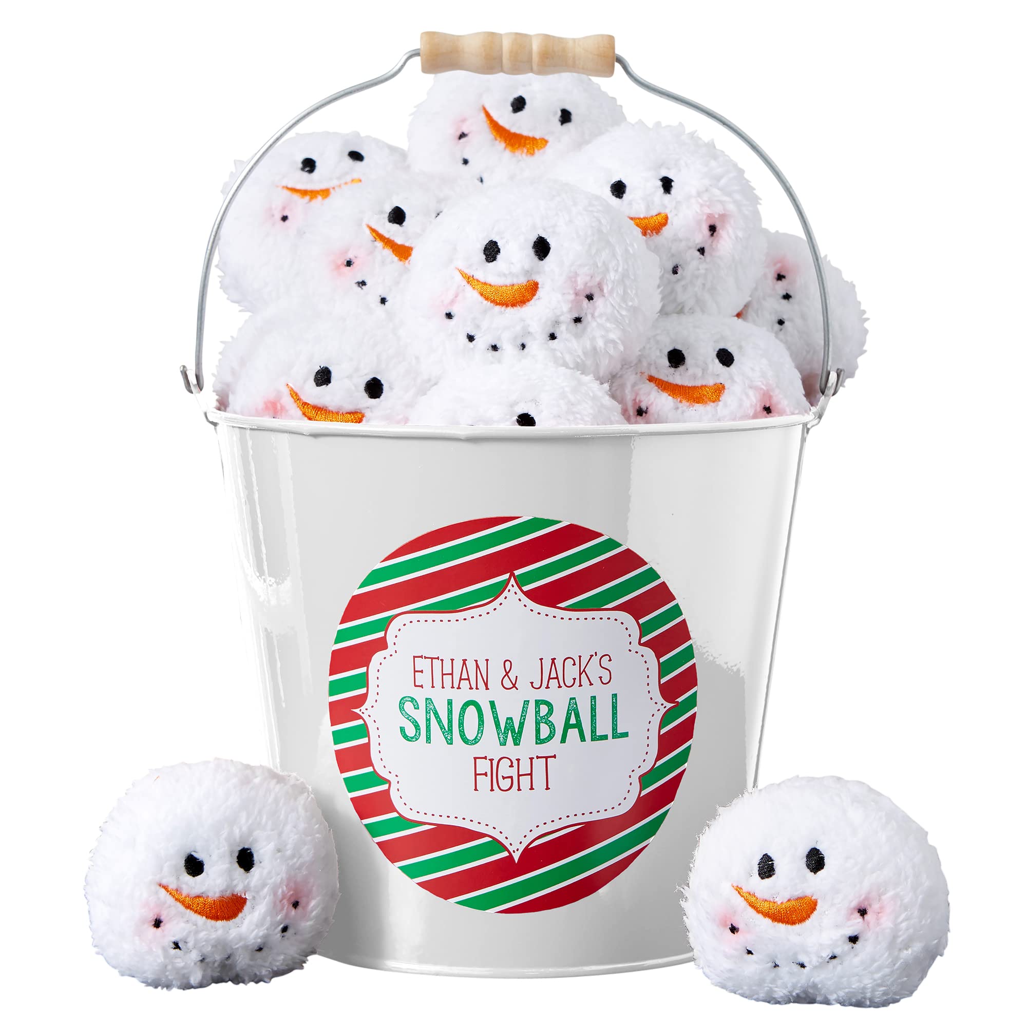 Amazon.com: Personalization Universe Snowball Fight Metal Bucket ...