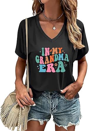 FCGHSII Grandma Shirt for Women: Grandmother Tshirts Mama Graphic Tee ...