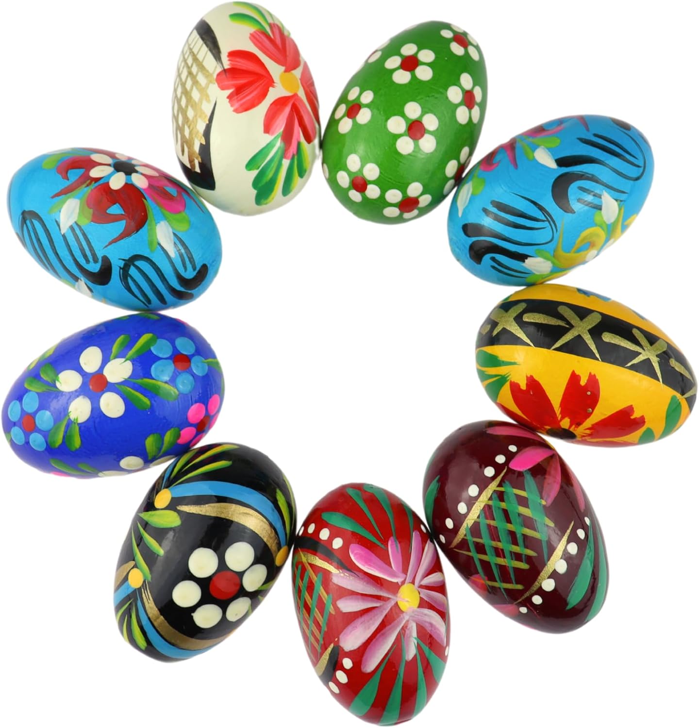 Amazon.com: VESPLO Pisanki Hand Painted Wooden Easter Eggs ...