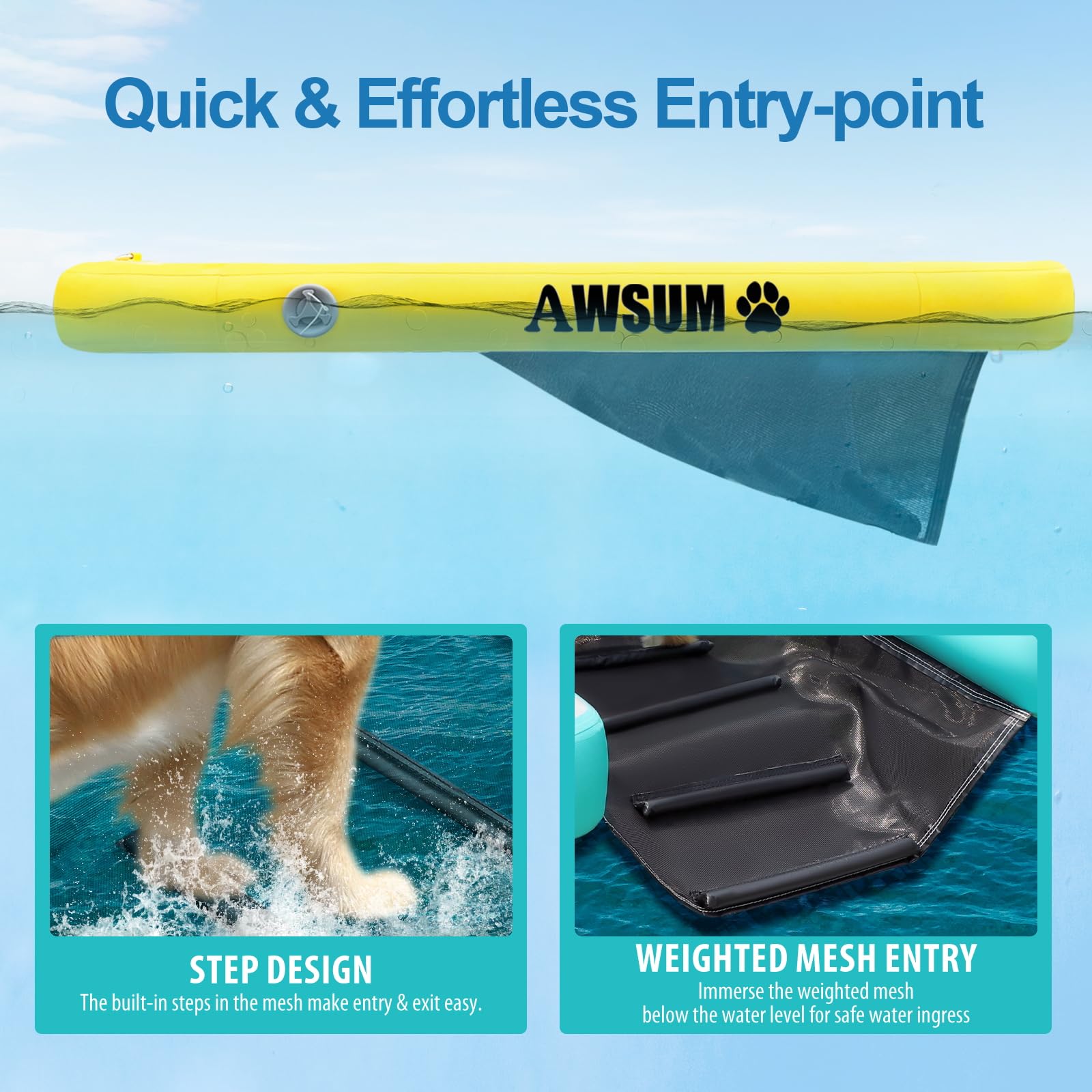 Snapklik.com : AWSUM Inflatable Dog Water Ramp 4ft X 3.3ft Dog Boat ...
