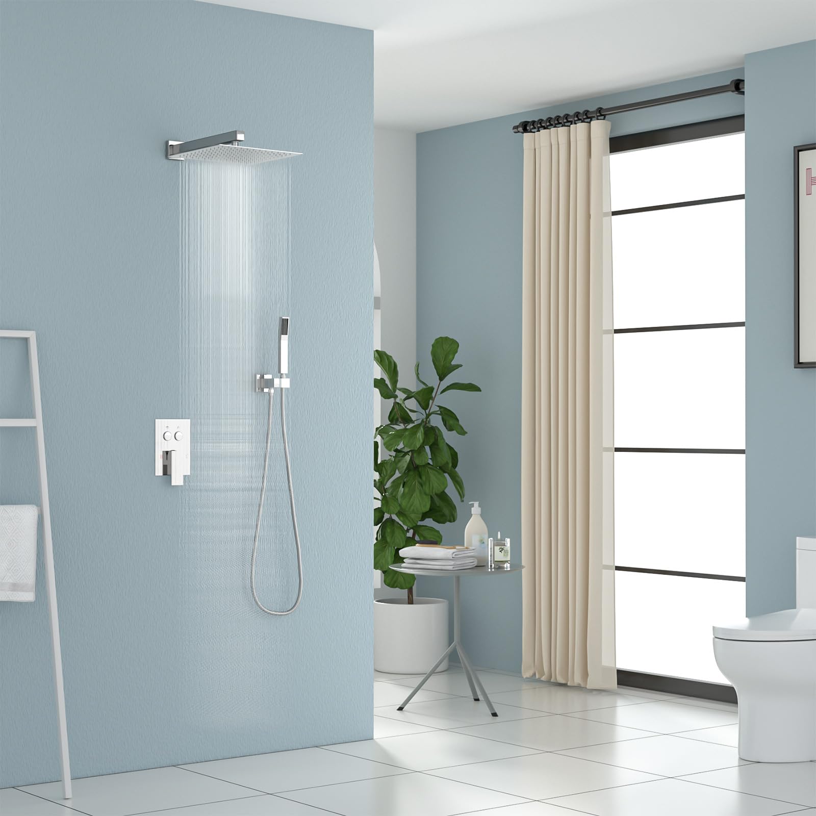 Snapklik.com : Shower System 10 Inch Shower Head,Shower Faucet Set Wall Mounted Chrome Finish ...