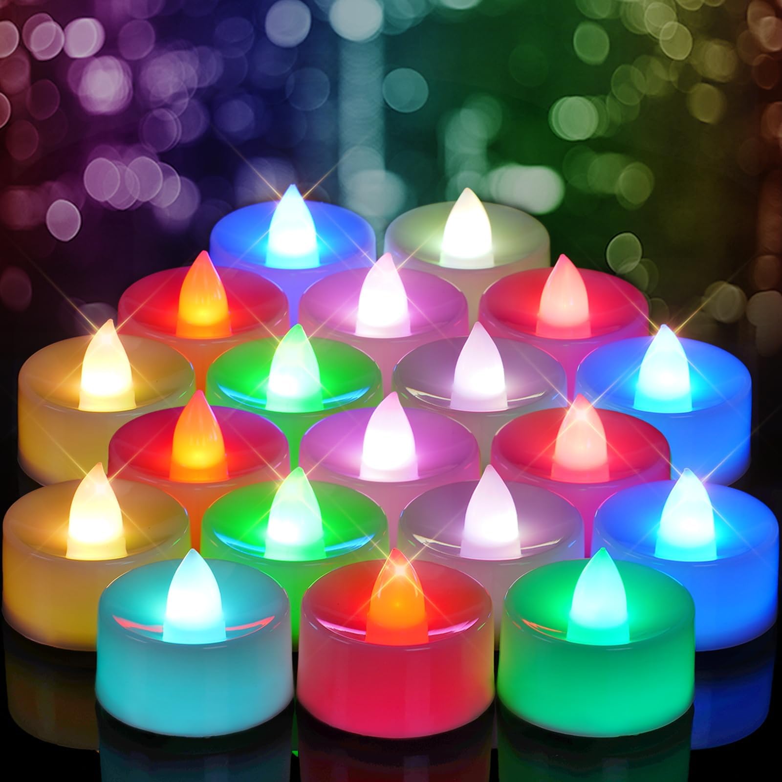 Homemory 24 Pack Colour Changing LED Tea Lights, Flameless Tealight ...