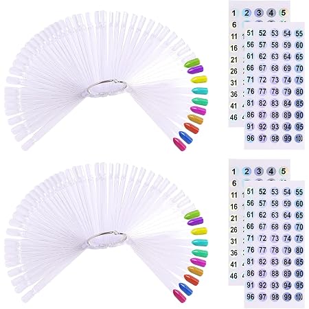 Amazon.com : 100 ps Fan-shaped False Nail Swatch Sticks with Number ...