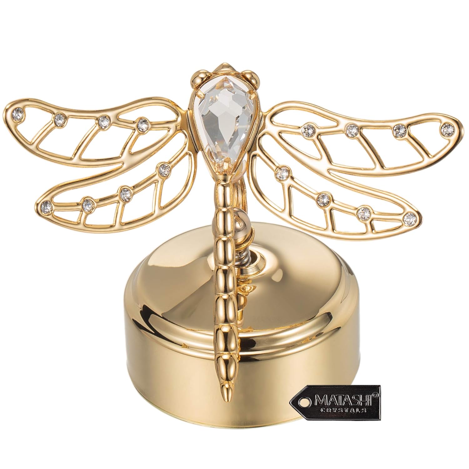 24k Gold Plated Dragonfly Music Box Made With Genuine Matashi Crystals ...