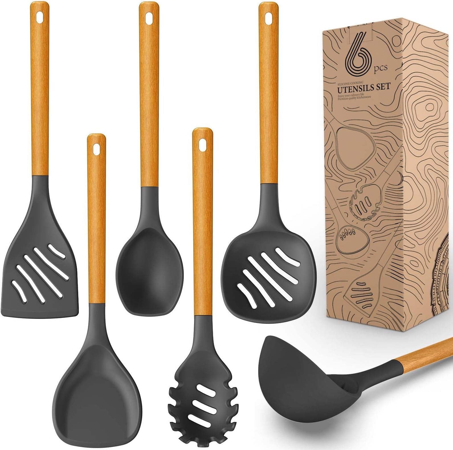 Amazon.com: Large Silicone Cooking Utensils Set - Heat Resistant ...