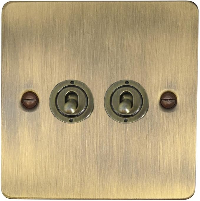 G&H FAB282 Flat Plate Antique Bronze 2 Gang 1 or 2 Way Toggle Light ...