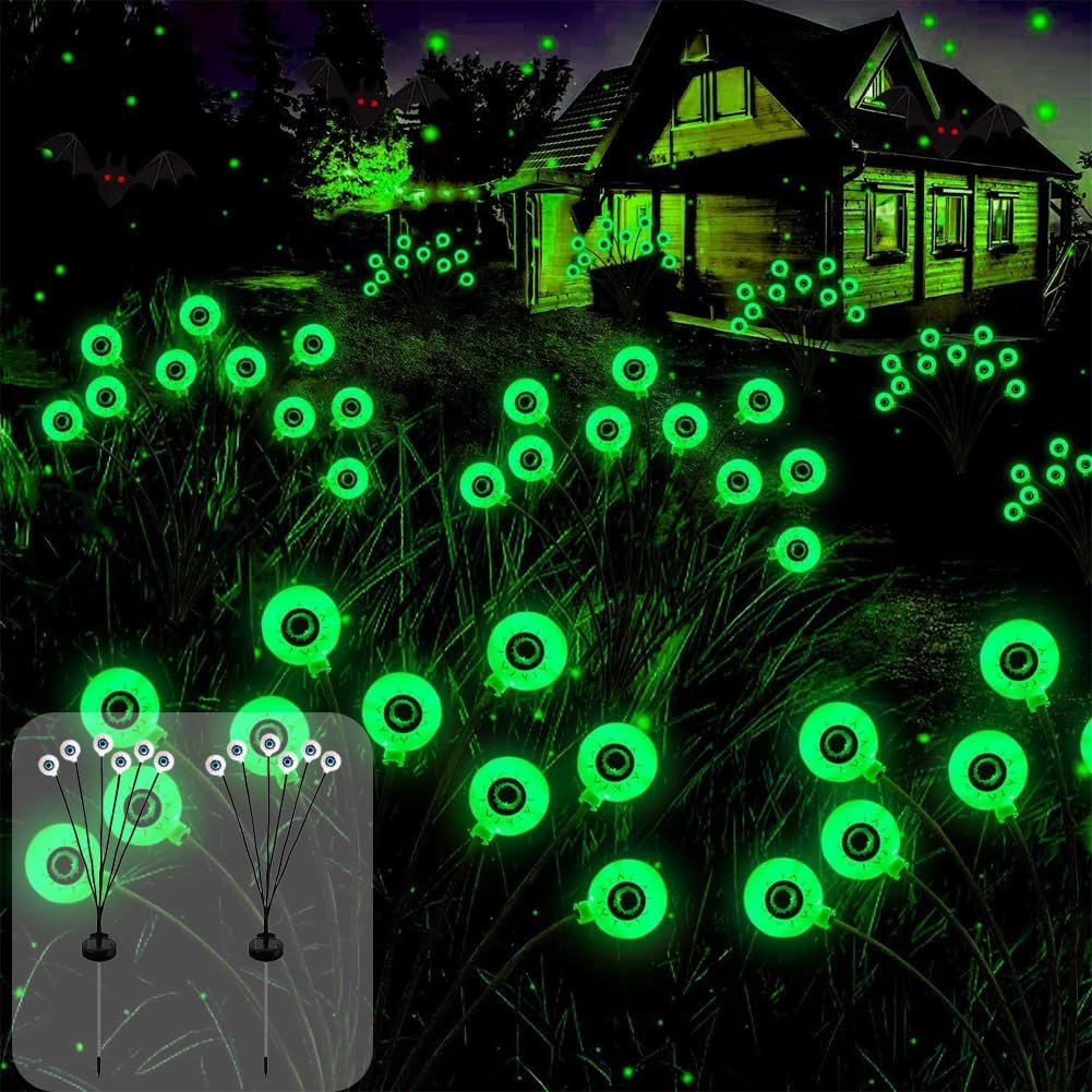 Halloween Decorations Solar Garden Lights Outdoor, Waterproof Eyeballs ...