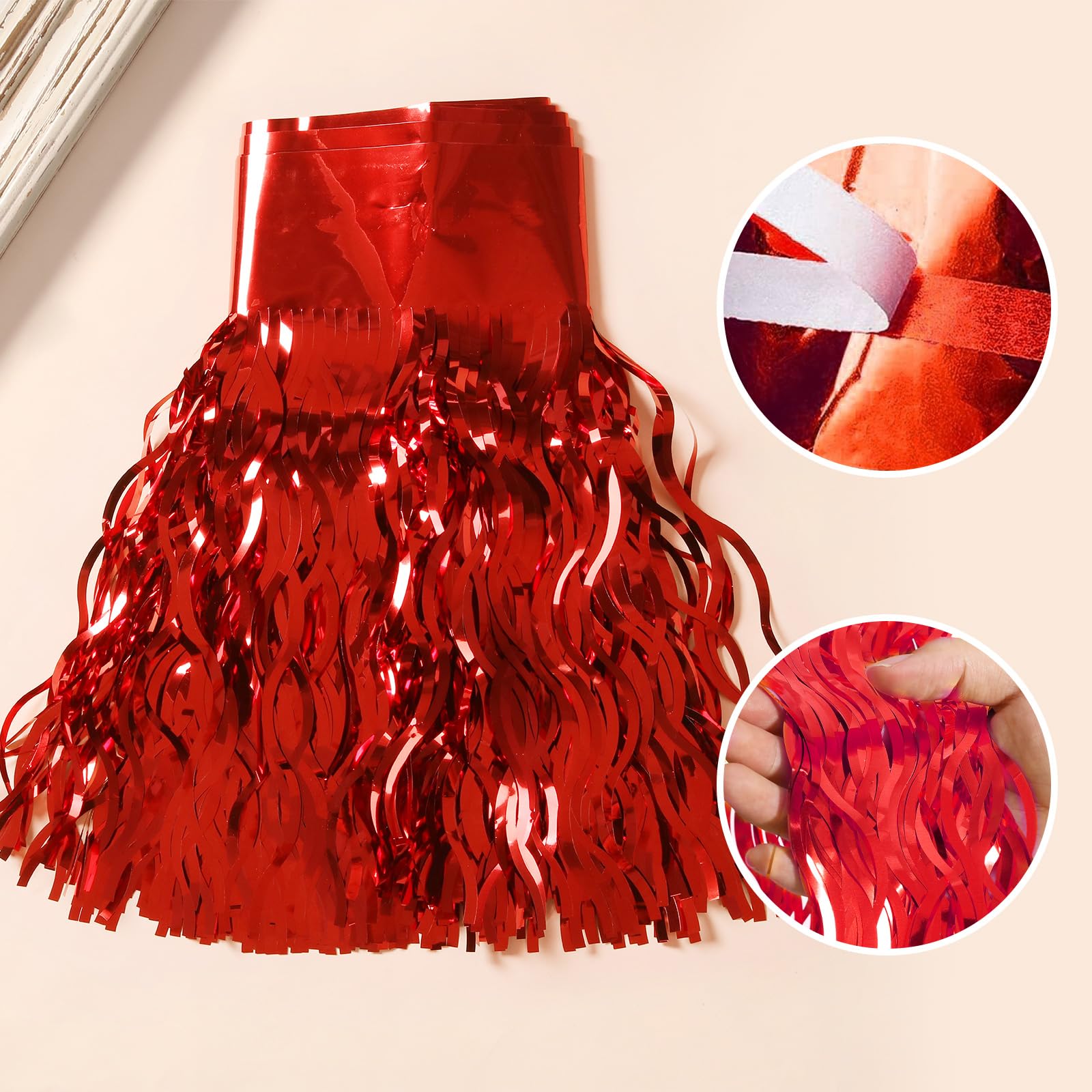 Snapklik.com : Ohiyoo 5 Pack 10 Feet Red Fringe Garland Wavy Foil ...