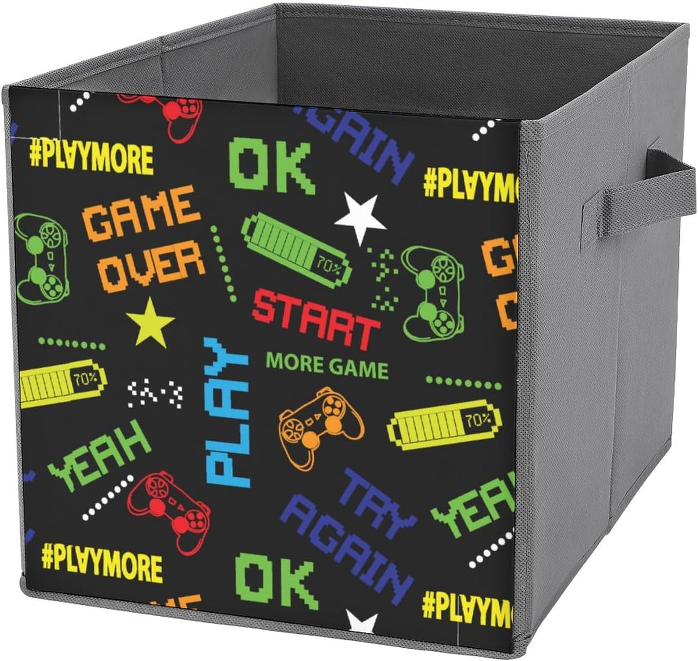 Amazon.com: DamTma Video Games Cube Storage Bin with Handles Foldable ...