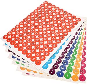 Amazon.com: NUOBESTY 1 7 Sheets Round Number Stickers Round Number ...