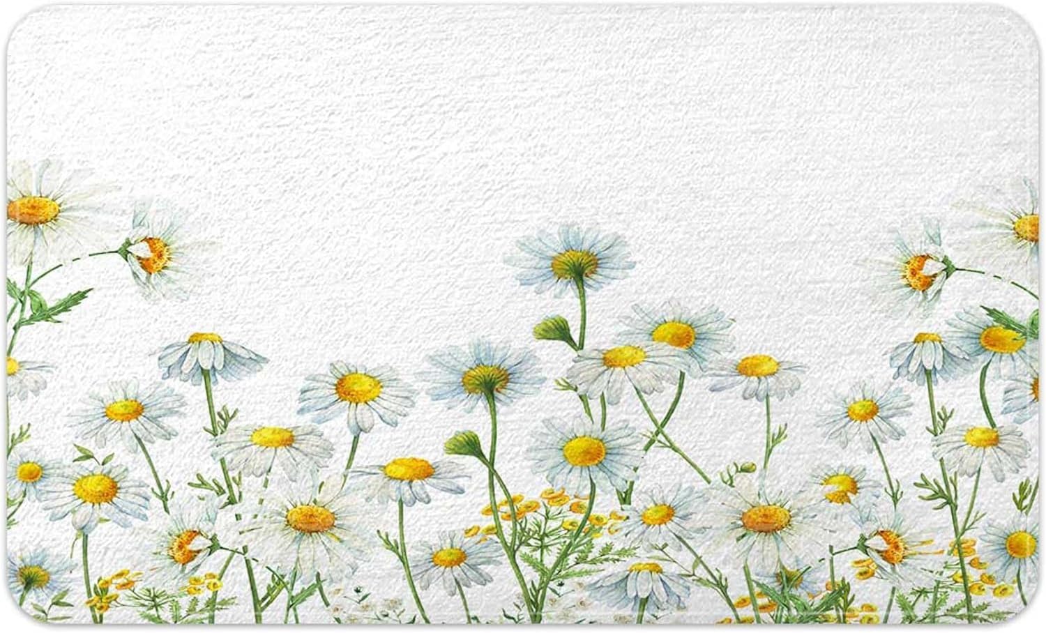 Amazon.com: Daisy Bath Rugs, White Daisy Themed Shower Rugs Rustic ...