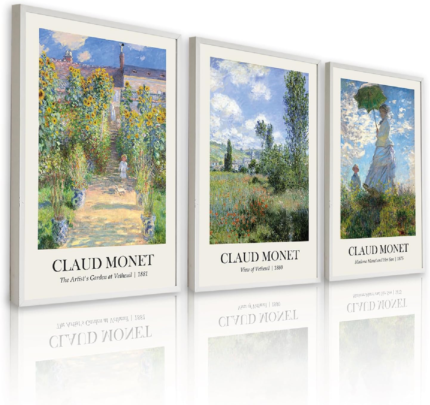 Amazon.com: 3 Pcs Claude Monet Wall Art — Vintage Claude Monet Canvas ...