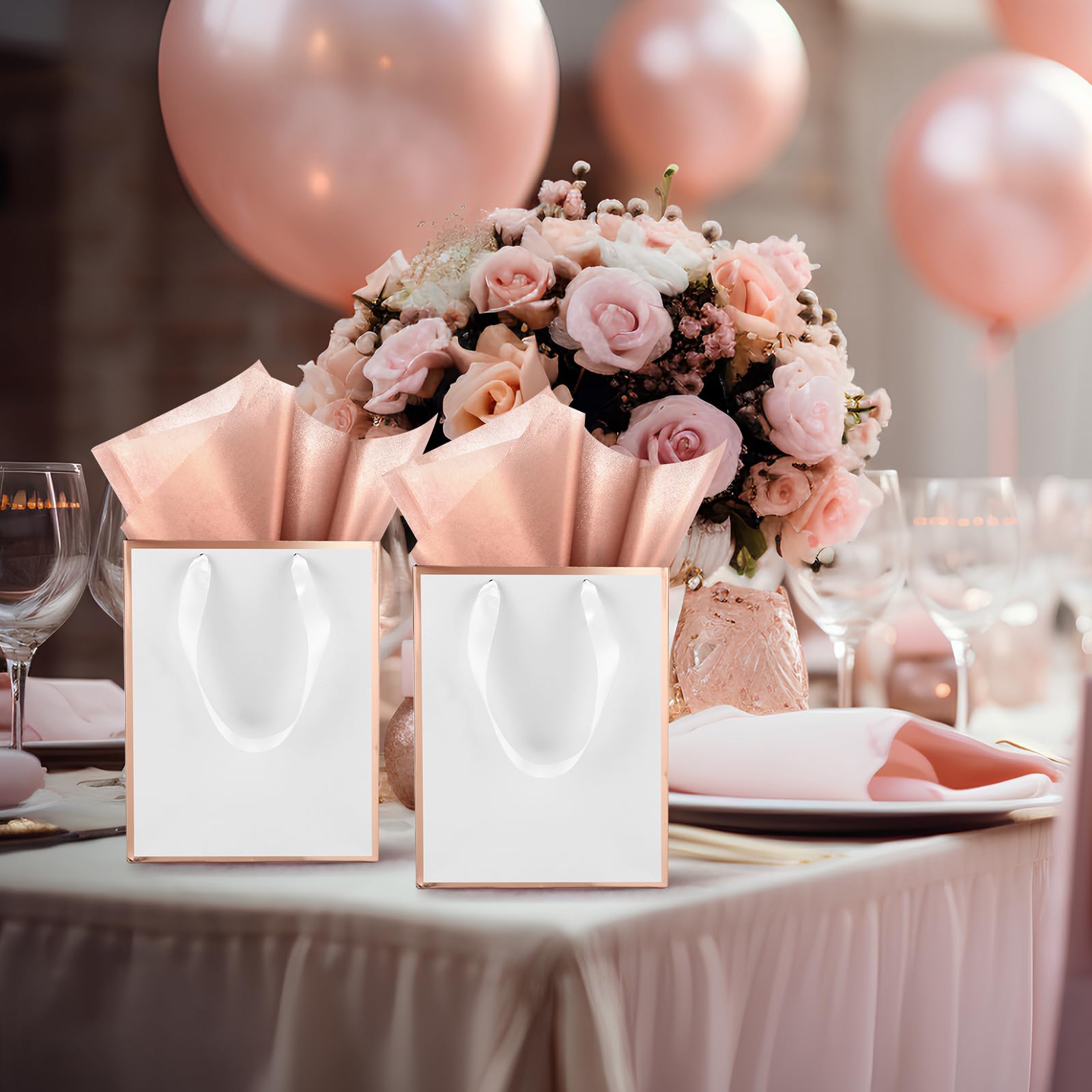 Yeaqee 24 Pack Metallic Paper Gift Bags with Handle and Tissue Paper ...