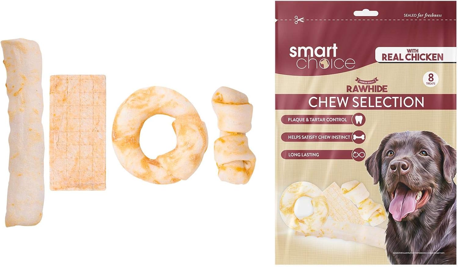 Smart Choice Rawhide and Chicken Chew Selection Dog Treats, 8-Pieces, 0 ...