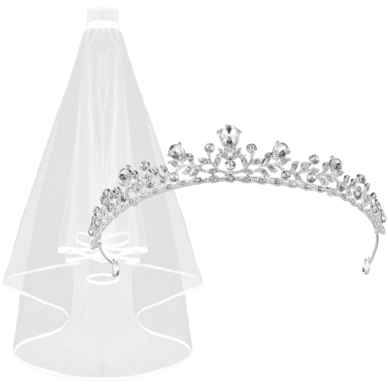 Amazon.com: Tiara and Lace Bridal Veil, Crown Wedding Veils and ...