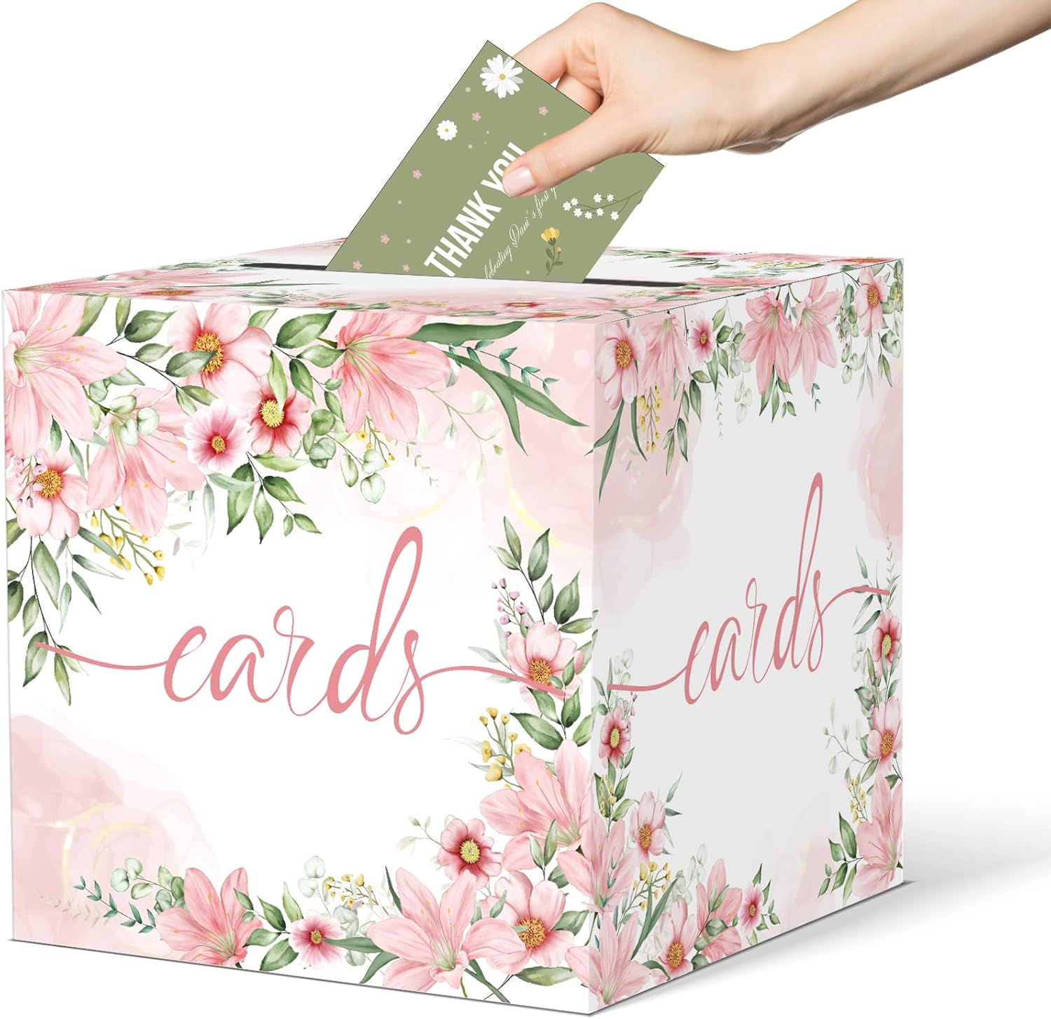 Amazon.com: Watercolor Pink Floral Card Box Wedding Card Box Holder ...