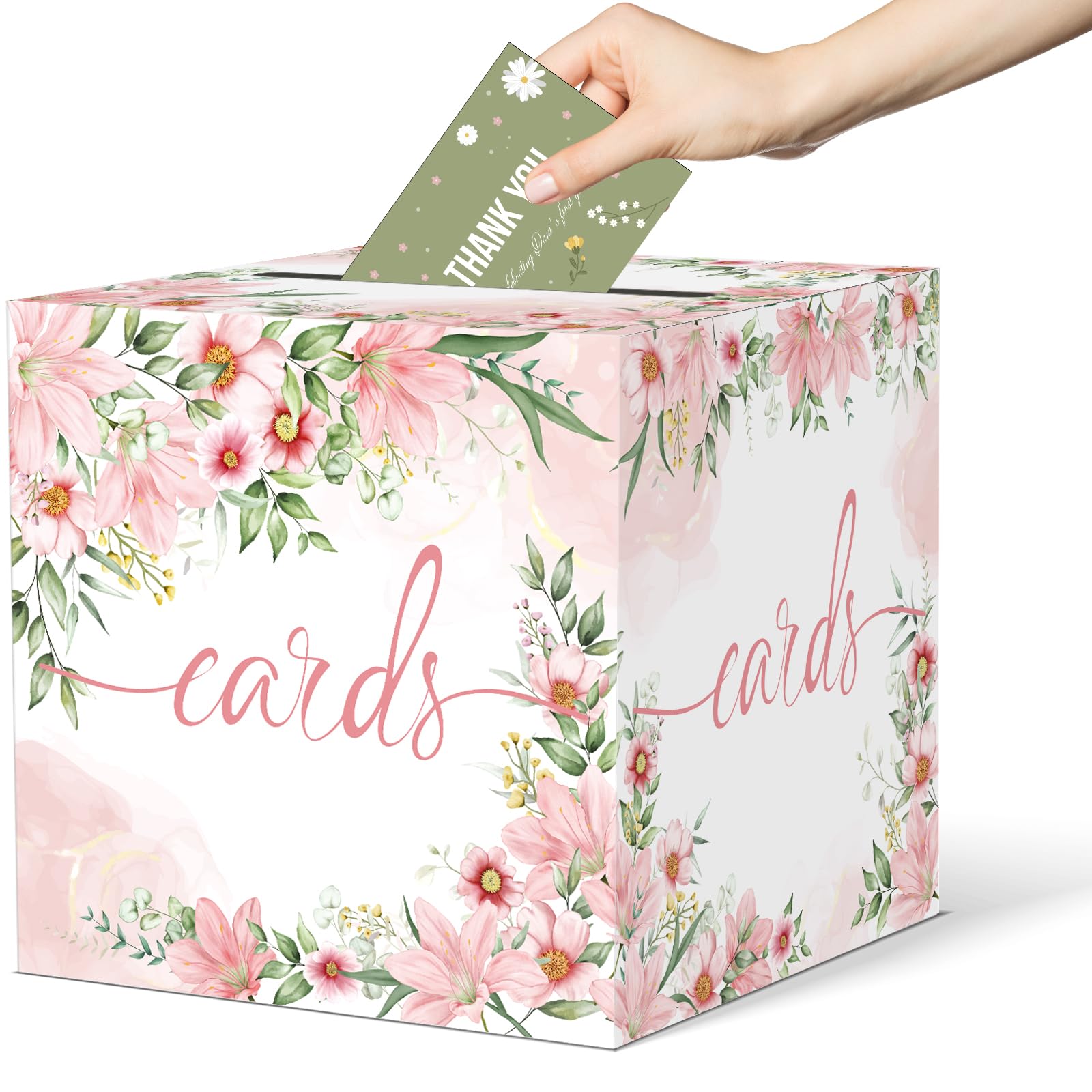 Amazon.com: Watercolor Pink Floral Card Box Wedding Card Box Holder ...