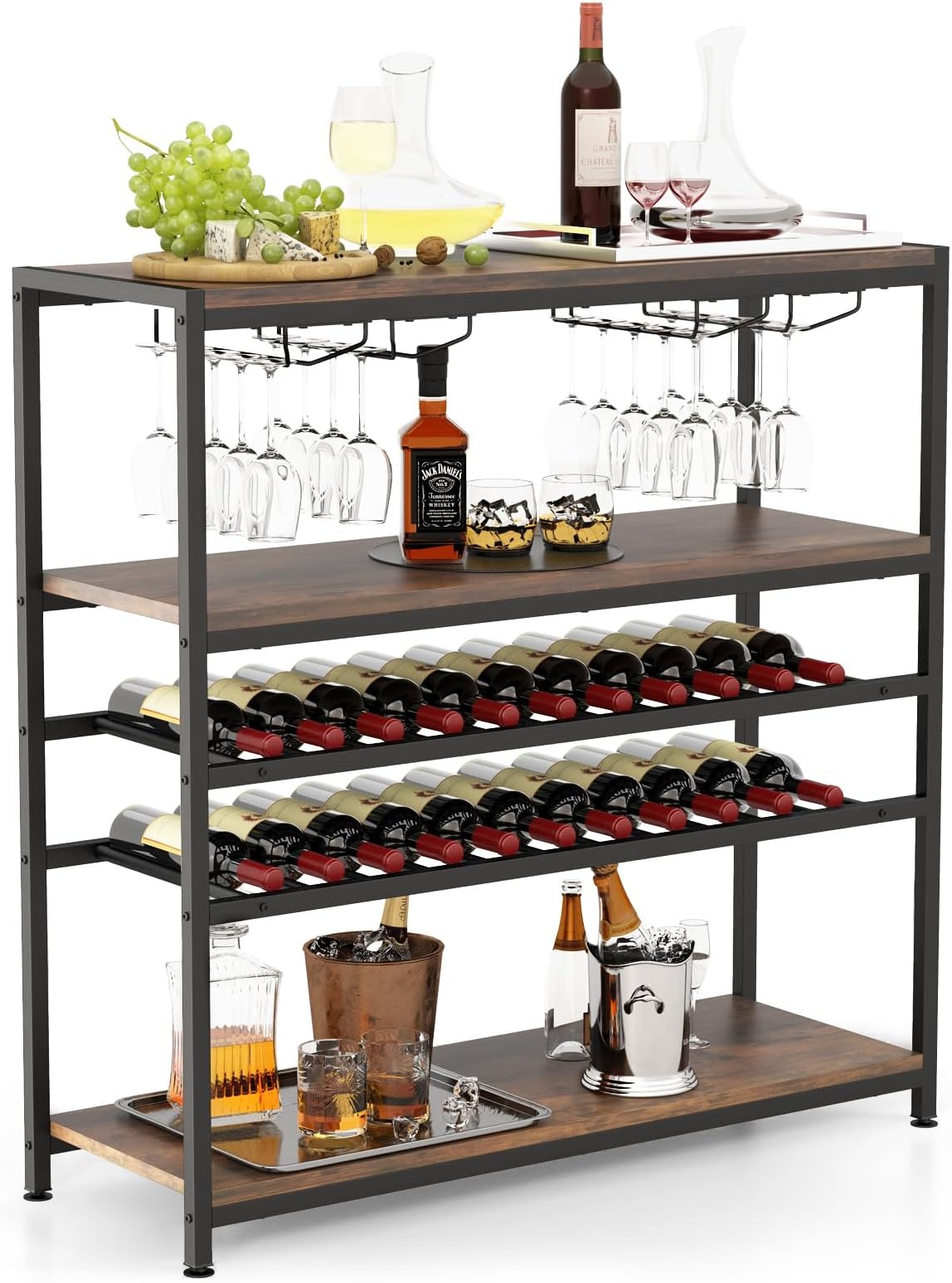 Amazon.com: 3-Tier Wine Bar Table: Small Liquor Bottle Holder with 8 ...