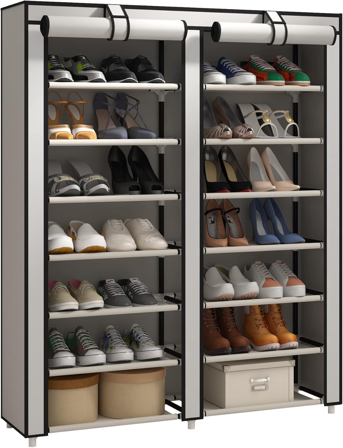 JIUYOTREE 7 Tier Shoe Rack Storage Organizer with Big Capacity,Double ...