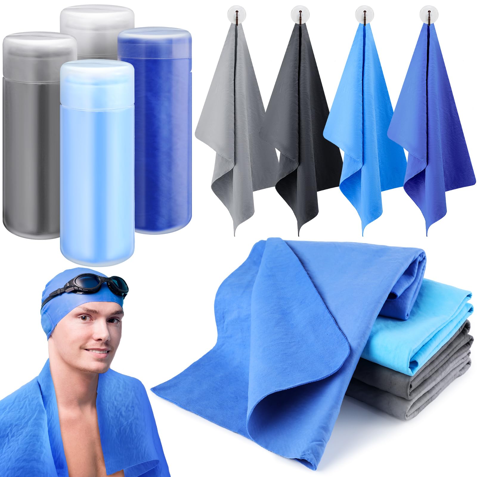4 Pcs Swim Chamois Towel Swim Towel Shammy Towel Swimming Towel Sports Towel Swimmers Towel for ...