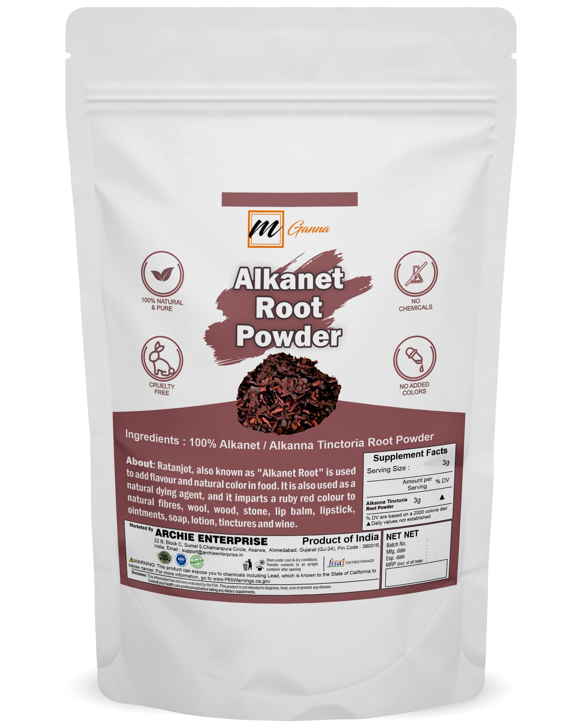 Amazon.com: mGanna Alkanet Alkanna Tinctoria Root Powder 100% Natural ...