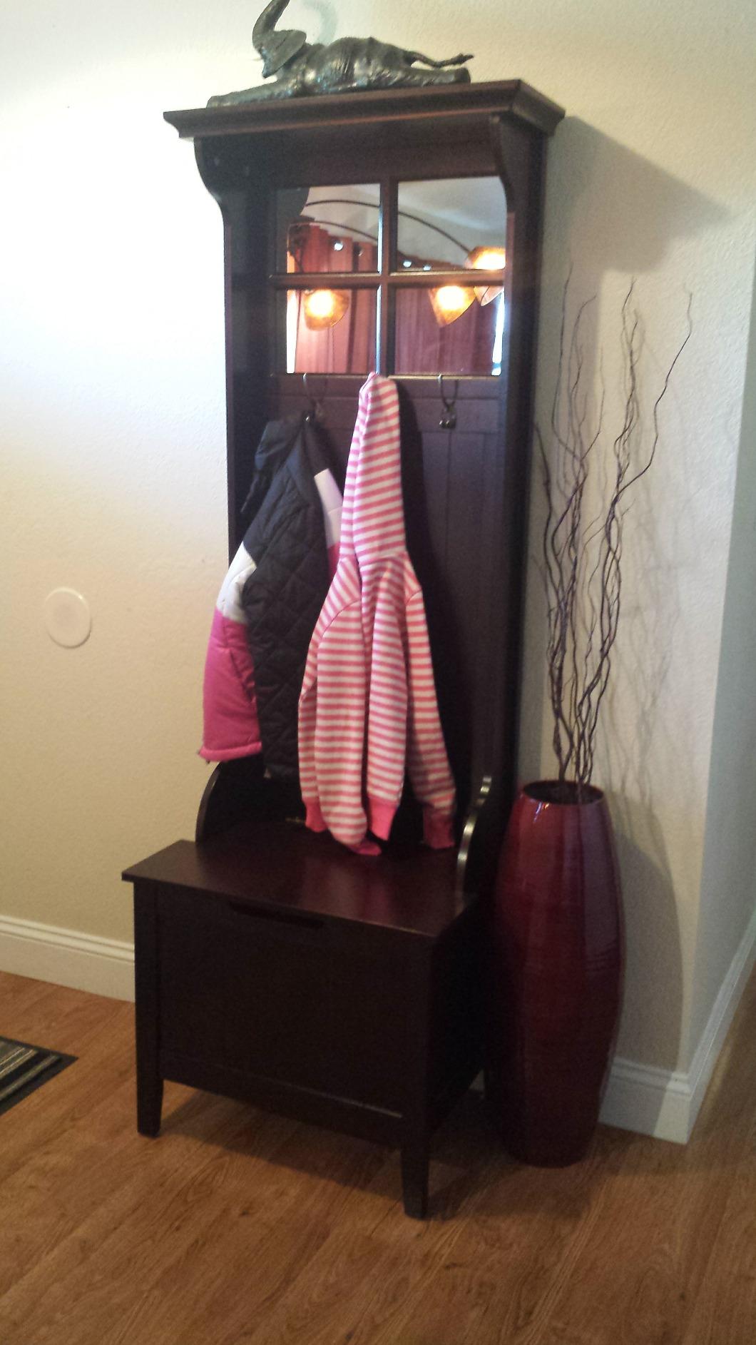 Amazon.com: Espresso Entryway Mini Hall Tree with Mirror Coat Hooks and ...