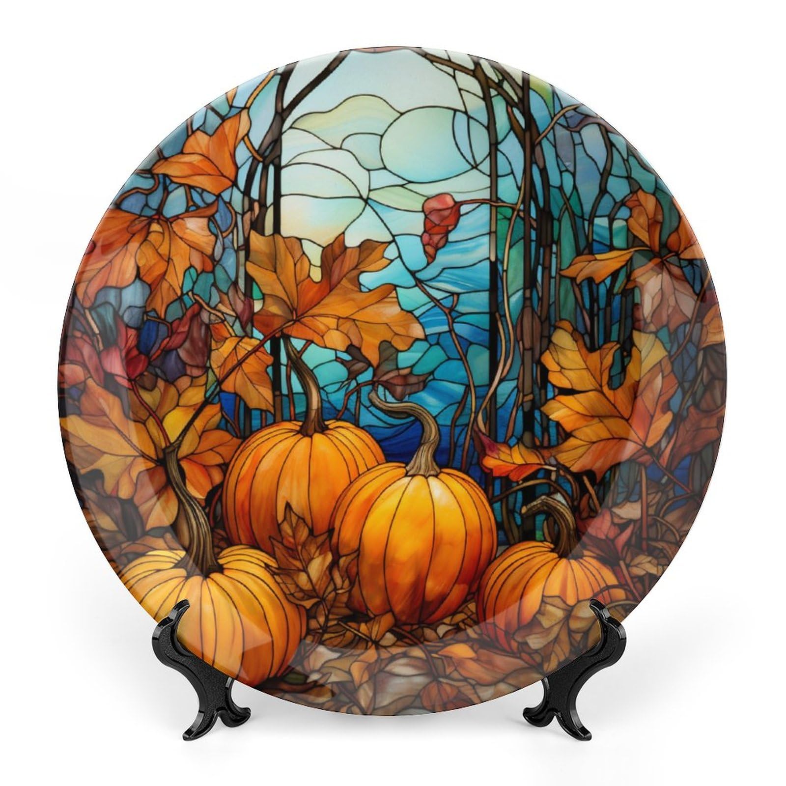 Amazon.com: Fall Autumn Watercolor Pumpkin Decorative Plate, Ceramic ...
