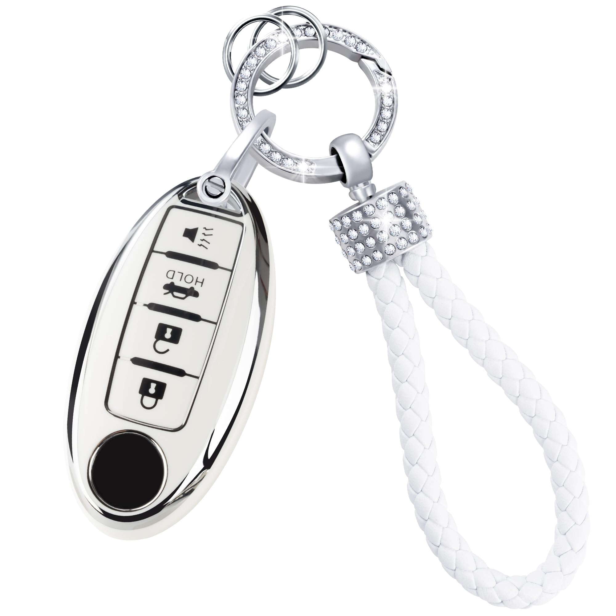 Amazon.com: for Nissan Key Fob Cover with Diamond Keychian,FIt for ...