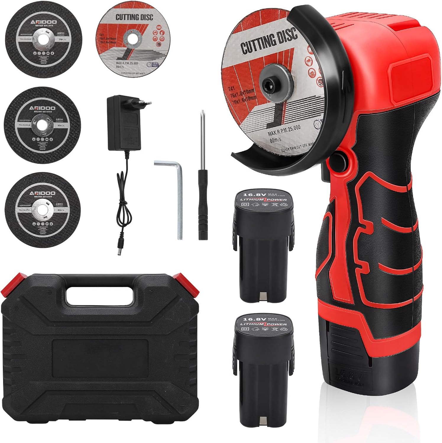 Mini Cordless Angle Grinder, Battery Angle Grinder with 2 2000mAh ...