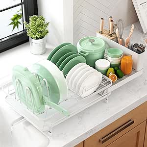 Amazon.com - Kitsure Kitchen Dish Drying Rack - Extendable Dish Rack w ...
