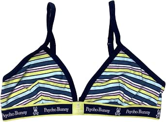 Psycho Bunny Women's Triangle Bra with Logo (Daiquiri Stripe, Medium ...
