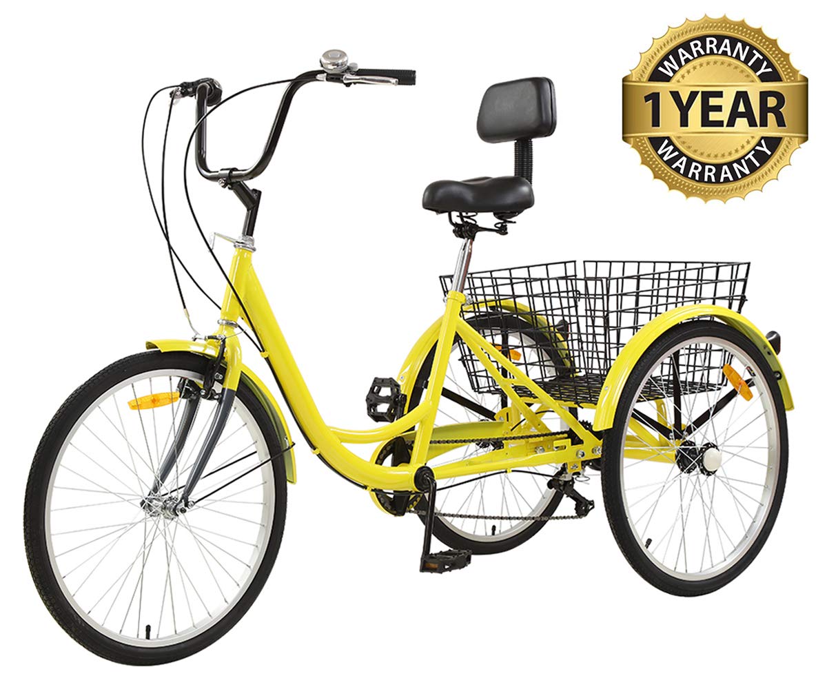 Buy Sibosen Adult Tricycles 7 Speed 26 Inch Three Wheel Bike Cruiser ...