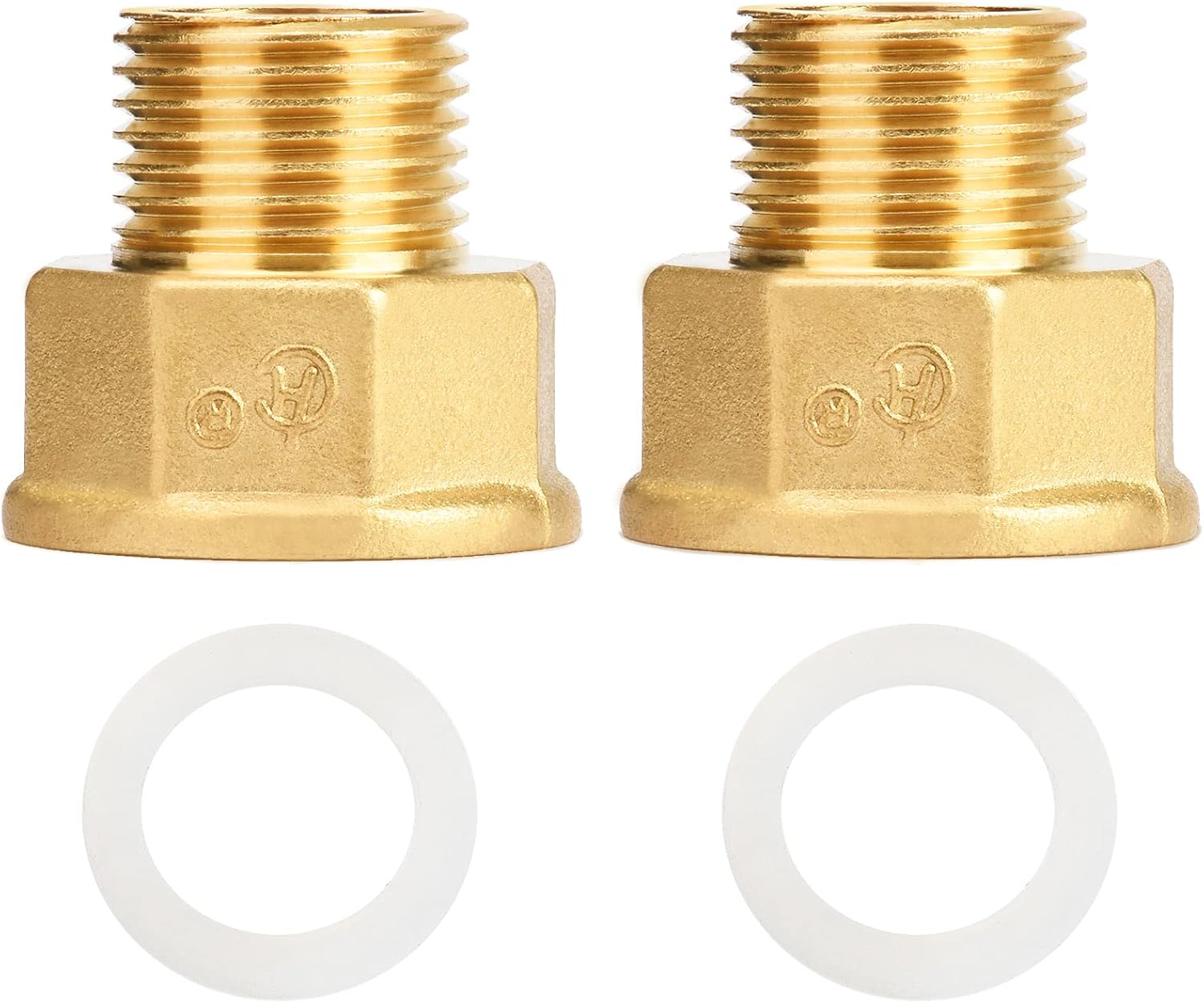 oumuik Brass Reducer 1/2 to 3/4 Inch, 2 Pieces, NPT Thread, Brass ...
