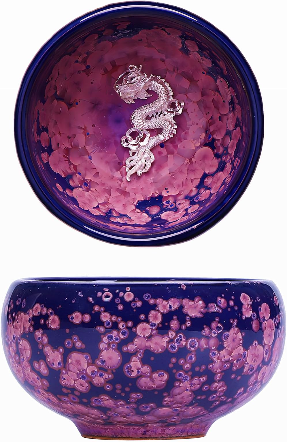 Amazon.com | 4 oz Tenmoku Tea Cup - Chinese Dragon Decoration, Purple ...