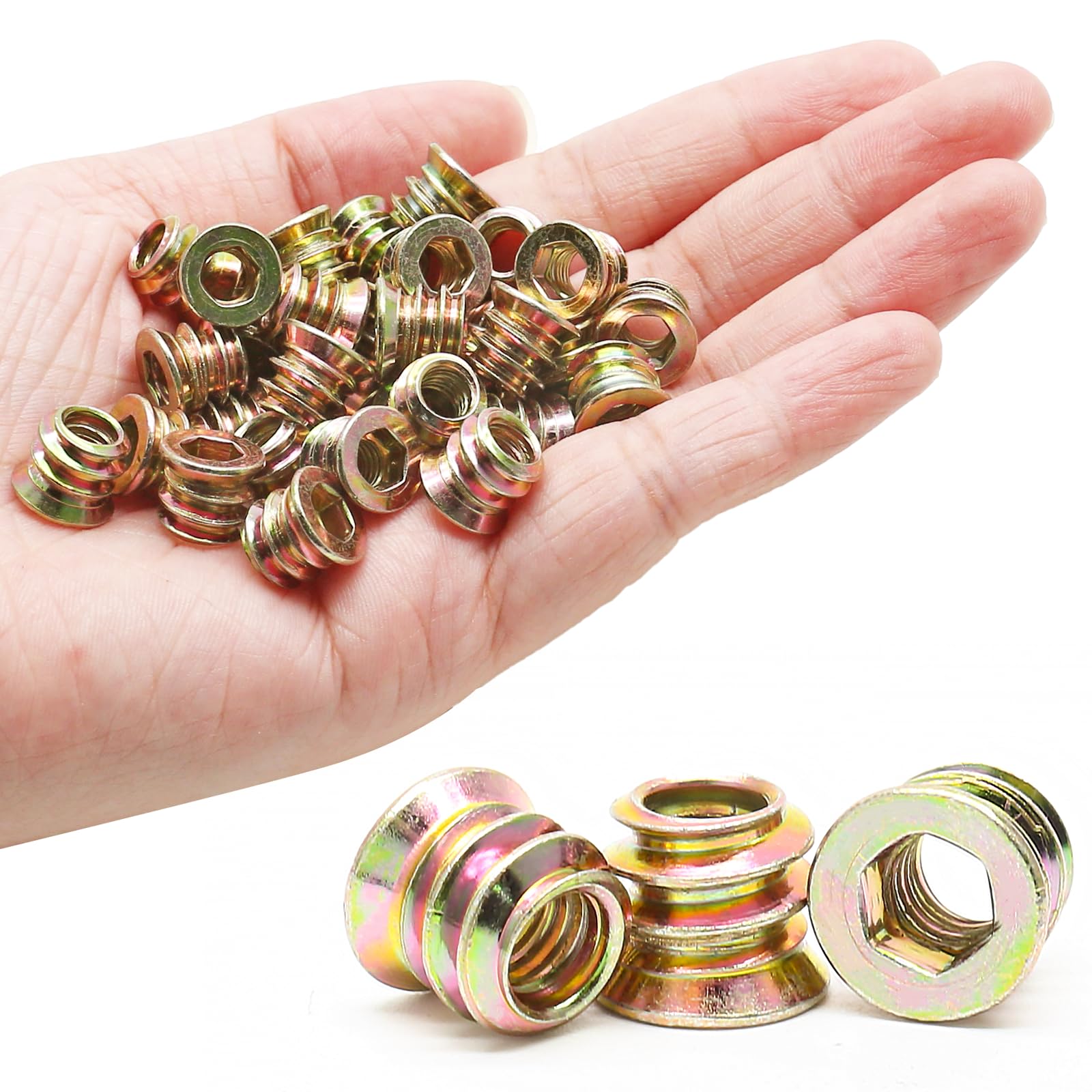 Snapklik.com : Uenhoy 100 Pcs M6 Threaded Wood Inserts Furniture Screw ...