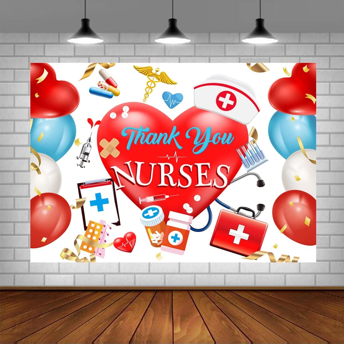 Amazon.com : Lofaris Thank You Nurse Photography Backdrop Happy ...