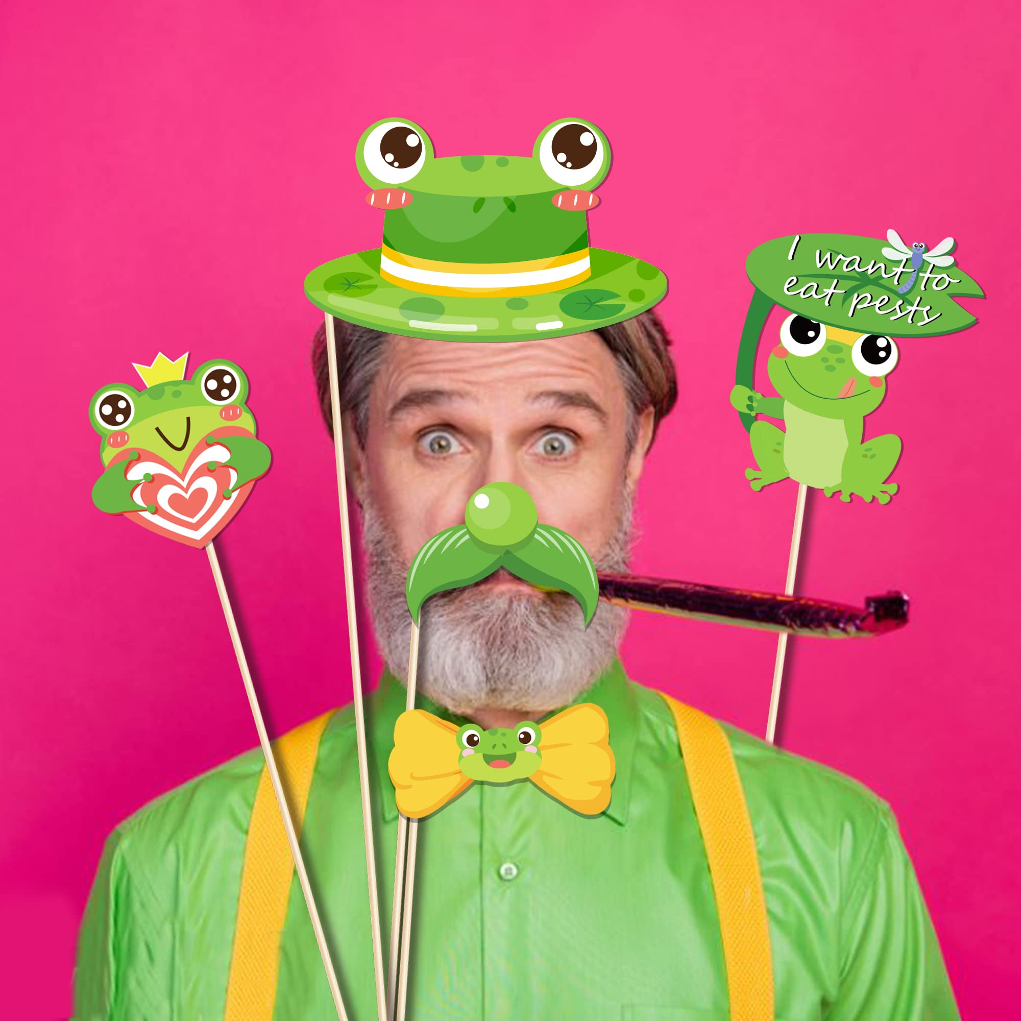 Photo Booth Signs With Sticks 25 Pc Frog Cartoon Photo Booth Props ...