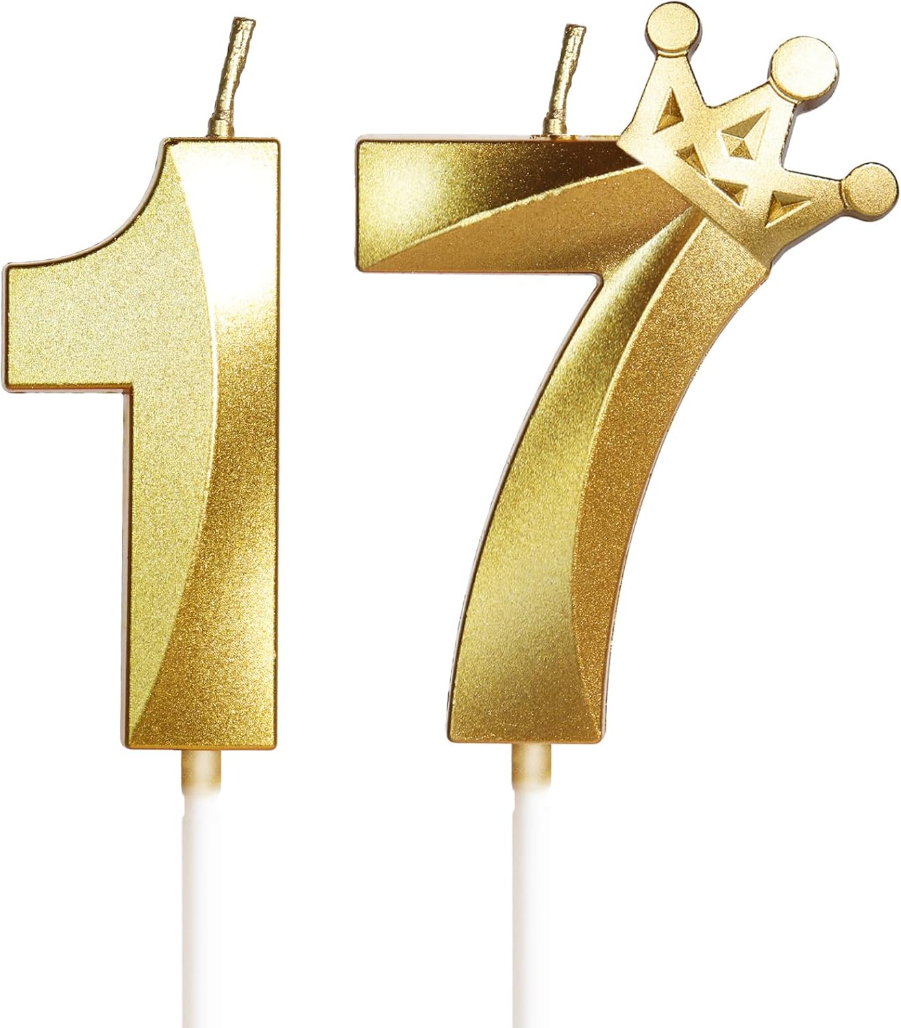 Amazon.com: 17th Birthday Candles for Cake, Number 17 Gold Candles with ...
