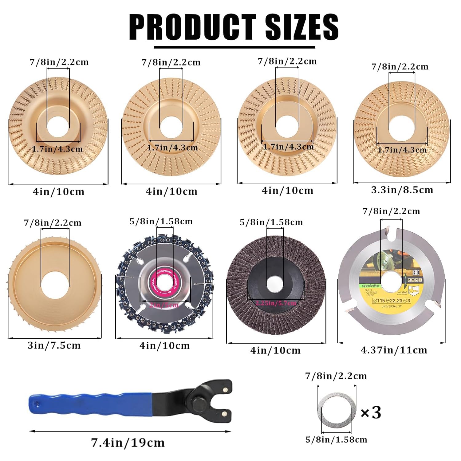 Snapklik.com : 13PCS Wood Carving Disc Set For 4" Or 4 1/2" Angle ...