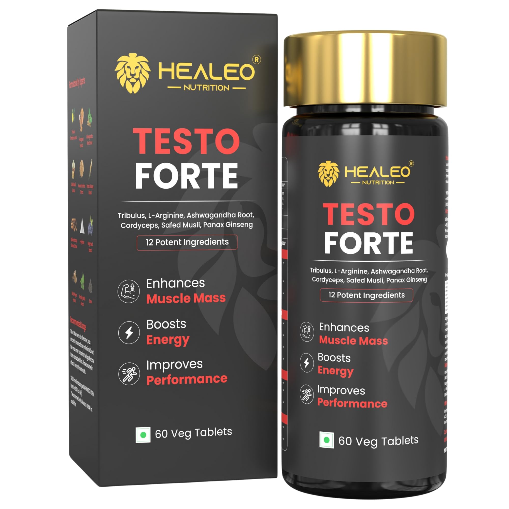 Healeo Testo Forte, 12-in-1 Testosterone Booster for Men with Tribulus ...
