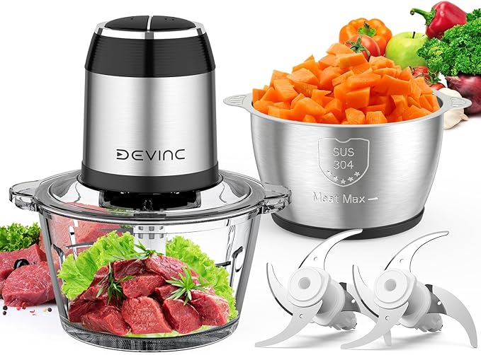 Amazon.com: Food Processors, Mini Meat Grinder & Veggie Chopper with 2 ...