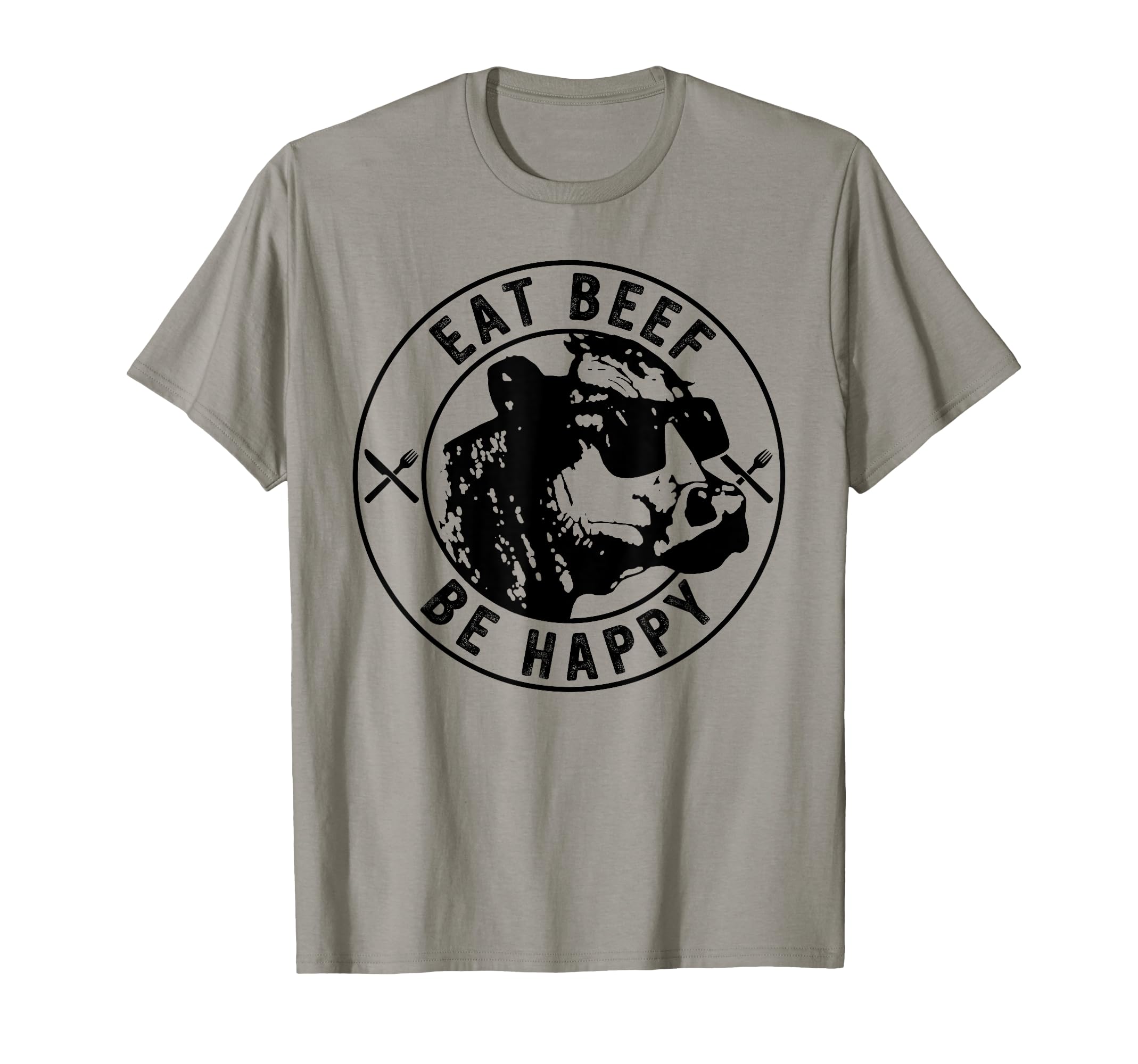 Amazon.com: Eat Beef Be Happy Funny Heifer Cow Farmer T-Shirt ...